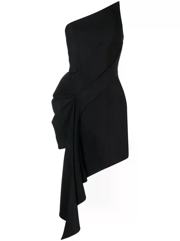 MUGLER Draped Asymmetric Minidress - Black