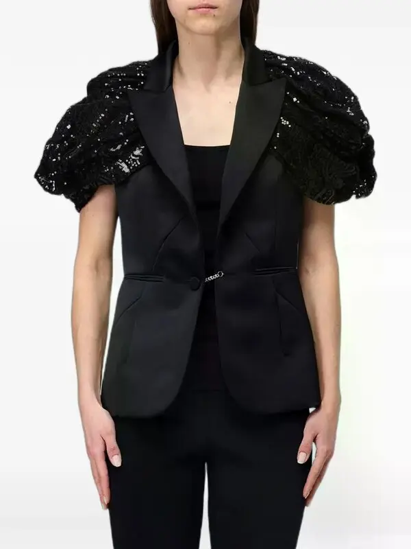 Antonio Marras Sequin-embellished Lace-sleeve Jacket - Black