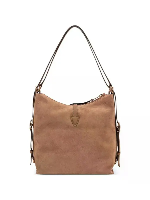 TOD'S T Timeless Small Suede Shoulder Bag - Brown
