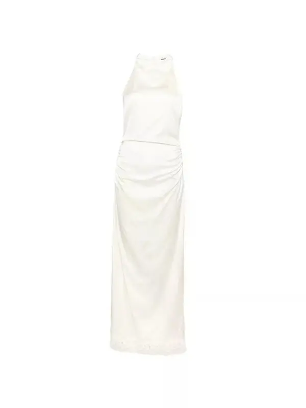 ROTATE BY BIRGER CHRISTENSEN Lace-trim Ruched Maxi Dress - Neutrals