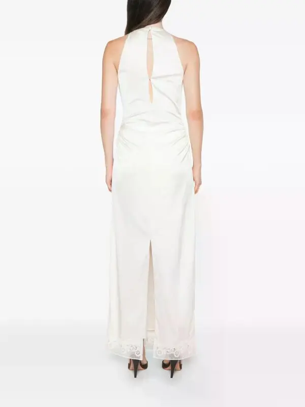 ROTATE BY BIRGER CHRISTENSEN Lace-trim Ruched Maxi Dress