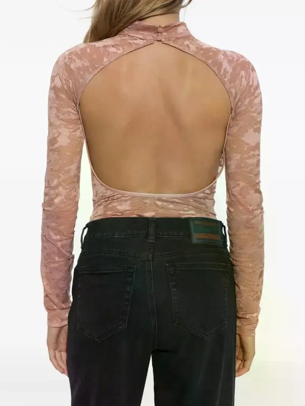 DIESEL® Lace-overlay Open-back Bodysuit - Pink