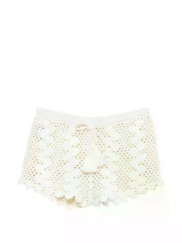 Posse Saskia Crochet-knit Shorts - Neutrals