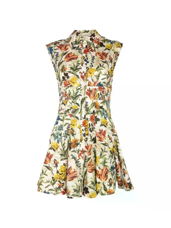Alice + Olivia Kim Floral-print Mini Dress - Neutrals