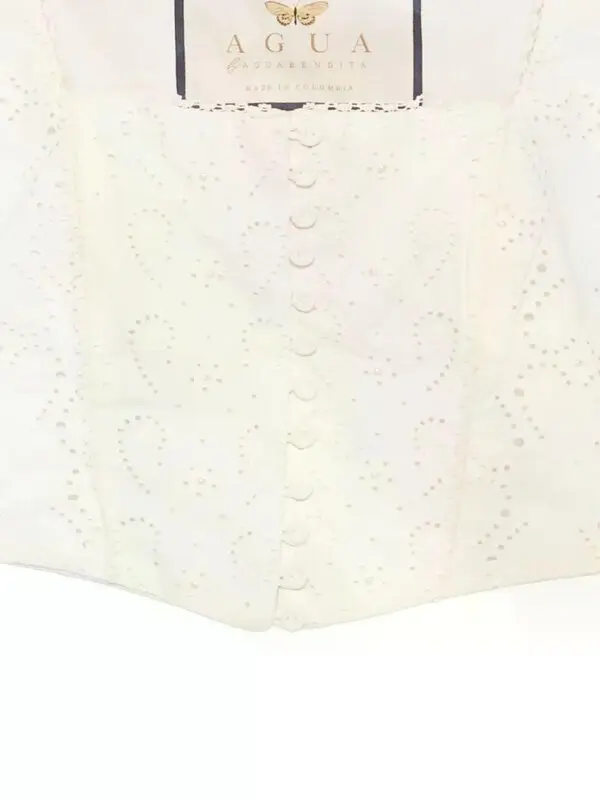 Agua Bendita Cornalina Eyelet-embroidered Crop Top - Neutrals