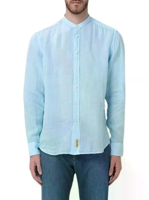 B.D.BAGGIES Mandarin-collar Long-sleeve Shirt - Blue