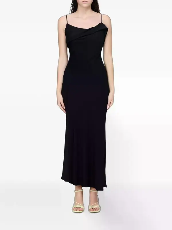 HANITA Asymmetric-hem Maxi Dress - Black