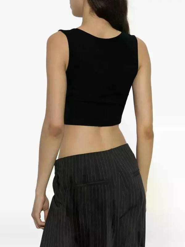 VIVIENNE WESTWOOD Orb-embroidered Ribbed Cropped Top - Black