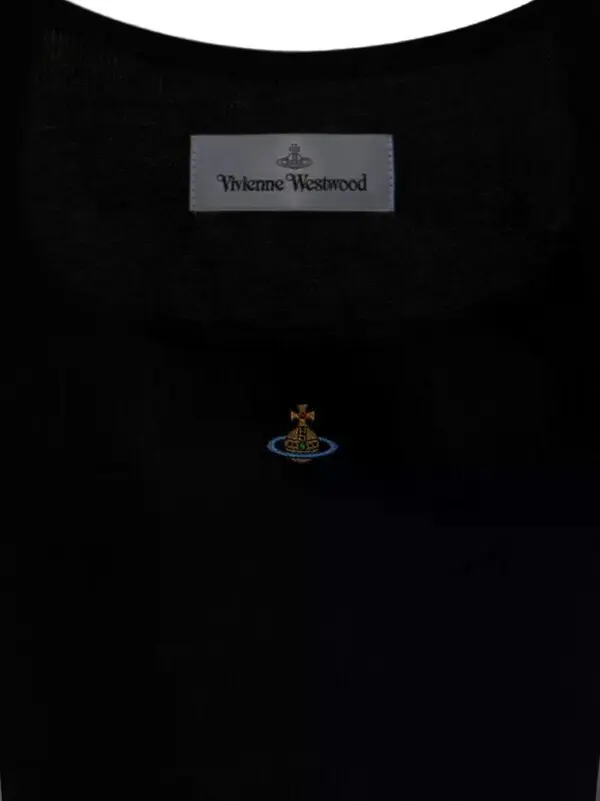 VIVIENNE WESTWOOD Orb-embroidered Ribbed Cropped Top - Black