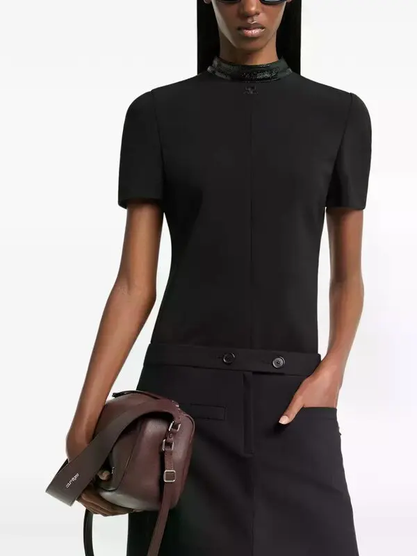 COURREGES Vinyl-trimmed High-neck T-shirt