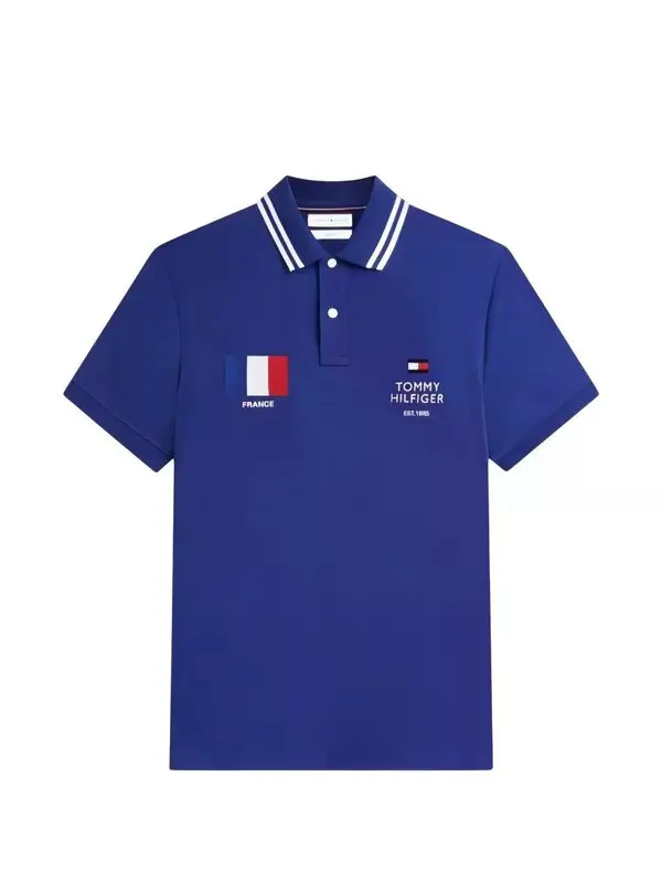 Tommy Hilfiger Logo-embroidered Striped-trim Polo Shirt - Blue