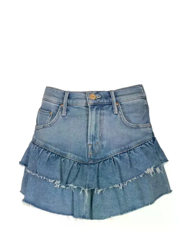 MOTHER Ruffle My Feathers Frayed Mini Skirt - Blue