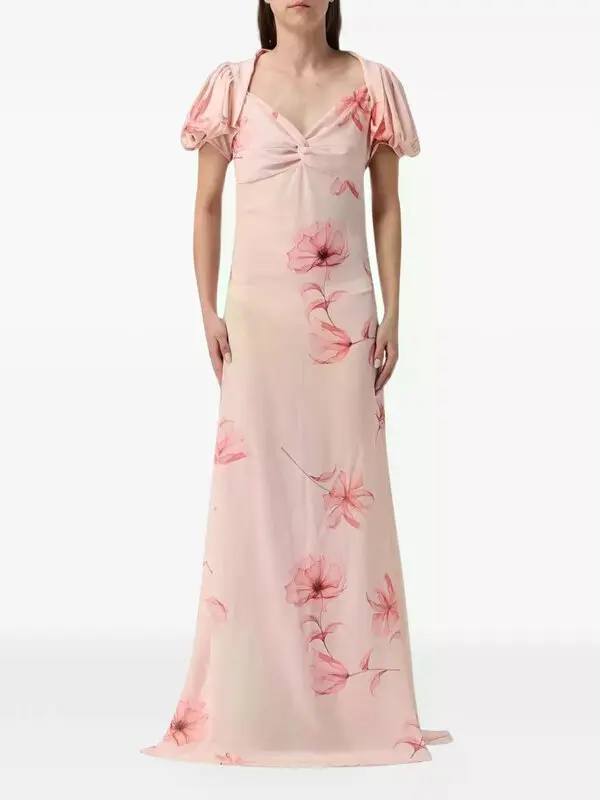 MAR DE MARGARITAS Floral-print Puff-sleeve Maxi Dress - Pink