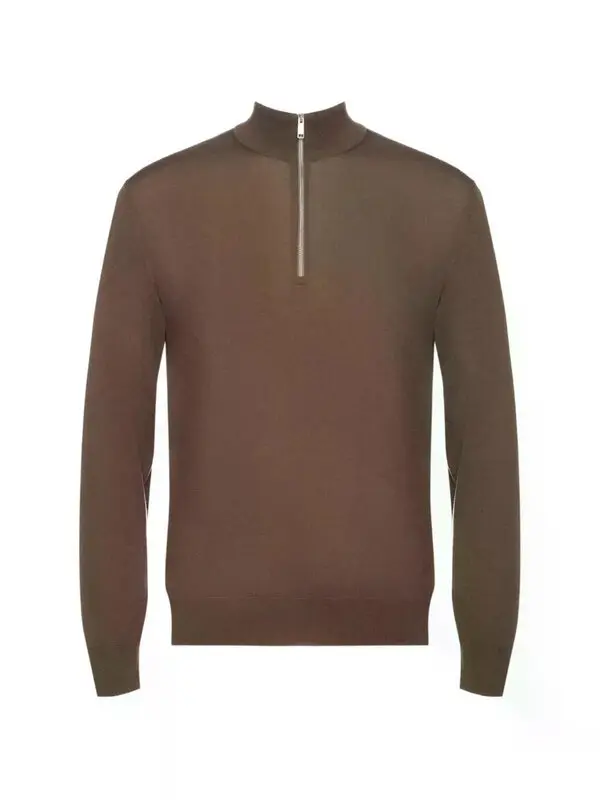 Zegna Half-zip High-neck Sweater - Brown