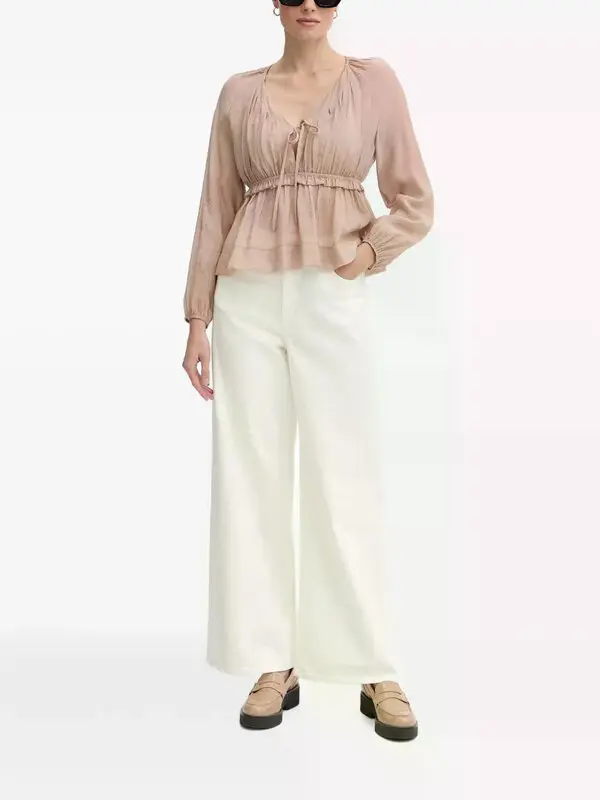 GAUDI Tie-fastening Peplum-hem Blouse - Neutrals