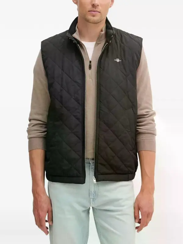 Gant Quilted-finish Windcheater Gilet - Black