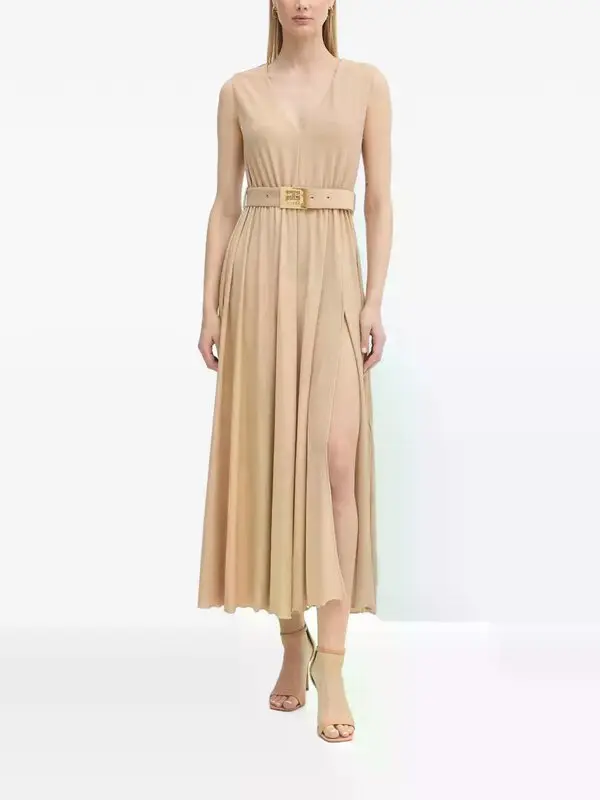 GAUDI Belted Sleeveless Maxi Dress - Neutrals