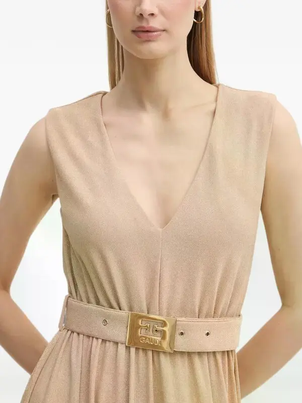 GAUDI Belted Sleeveless Maxi Dress