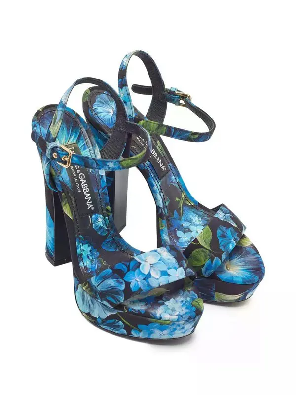 Dolce & Gabbana Keira Floral Platform Sandals - Blue