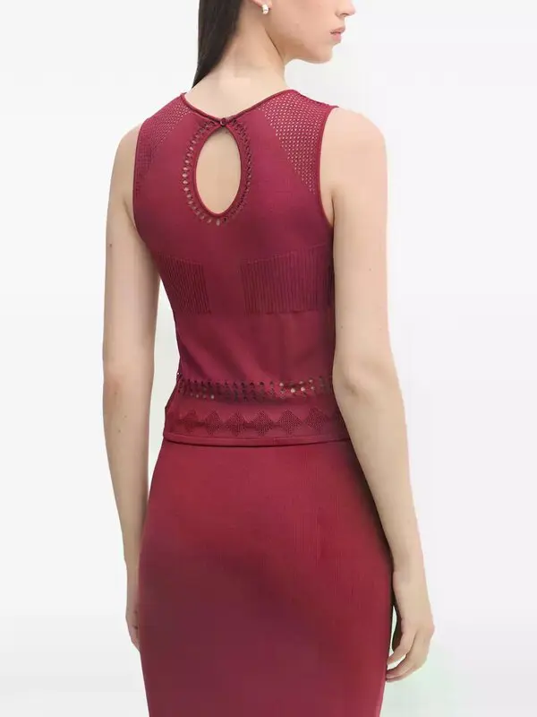 GAUDI Pointelle-knit Keyhole-back Top