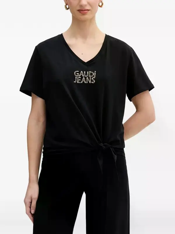 GAUDI Logo-embellished Knot-detail T-shirt - Black