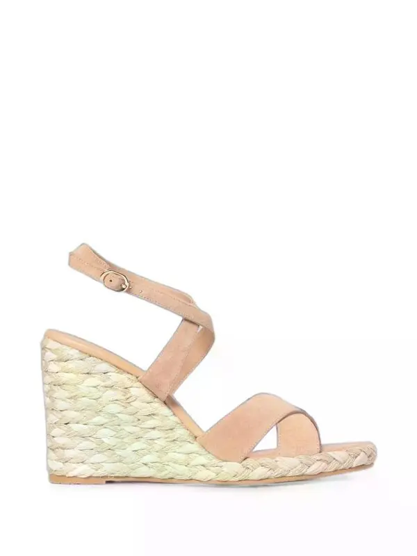 STUART WEITZMAN Suede Wedge Sandals - Neutrals