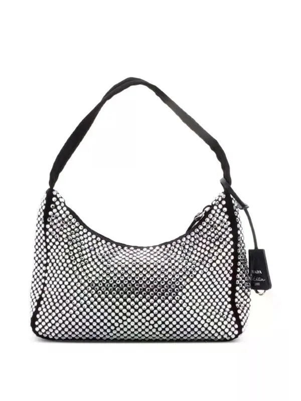 Prada Re-edition 2000 Crystal Embellished Satin Mini Hobo Bag