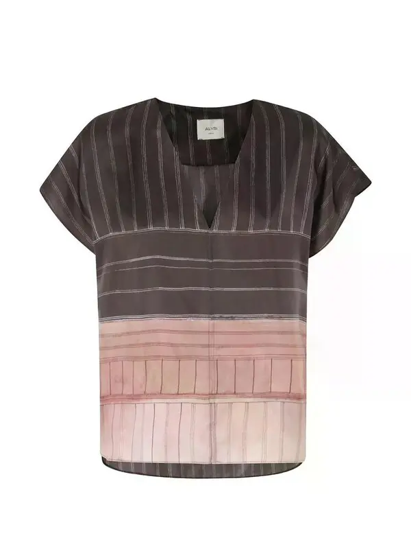 ALYSI Vertical-stripe Silk Blouse - Brown