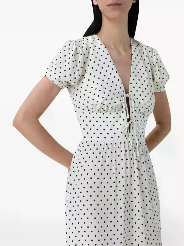 MAR DE MARGARITAS Polka-dot V-neck Mini Dress - White
