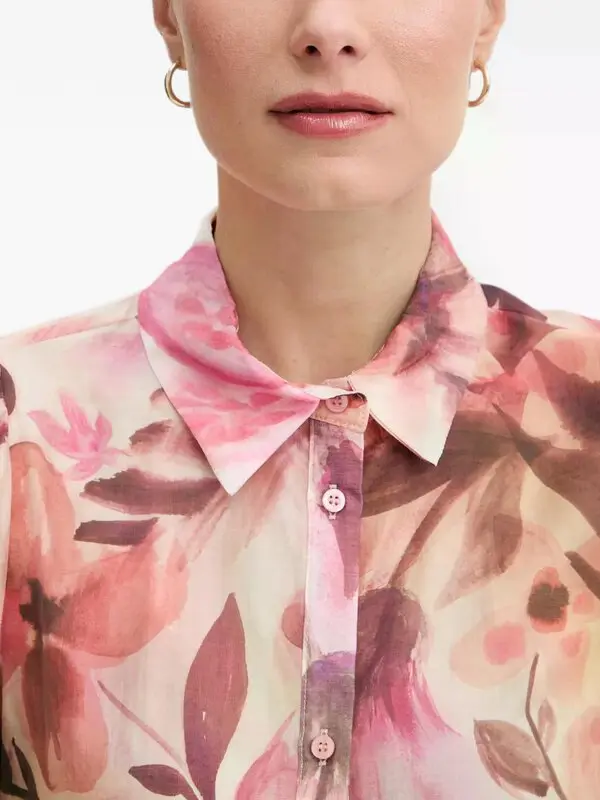 GAUDI Floral-print Puff-sleeve Shirt