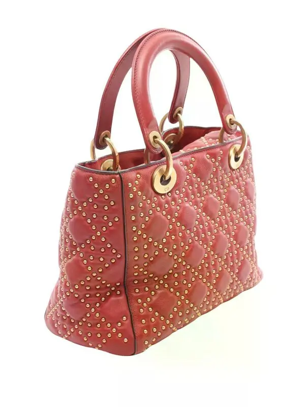 Dior 2010-2026 Medium Lambskin Cannage Studded Supple Lady Satchel