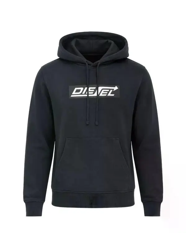 DIESEL® Logo-print Brushed Hoodie - Blue