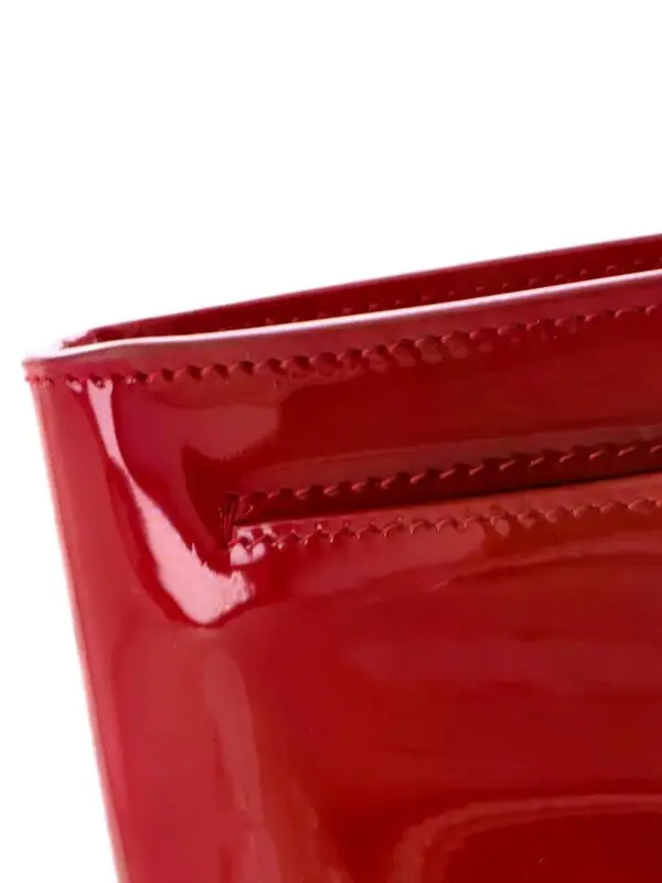 Prada Patent Leather Mini Clutch With Chain Strap - Red