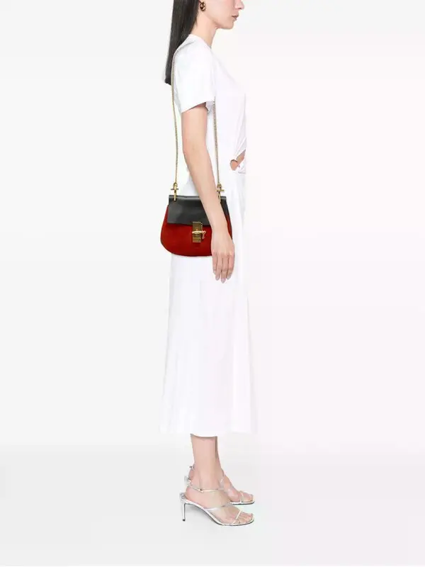 Chloé 2015 Small Bicolor Suede And Calfskin Drew Crossbody Bag - Black