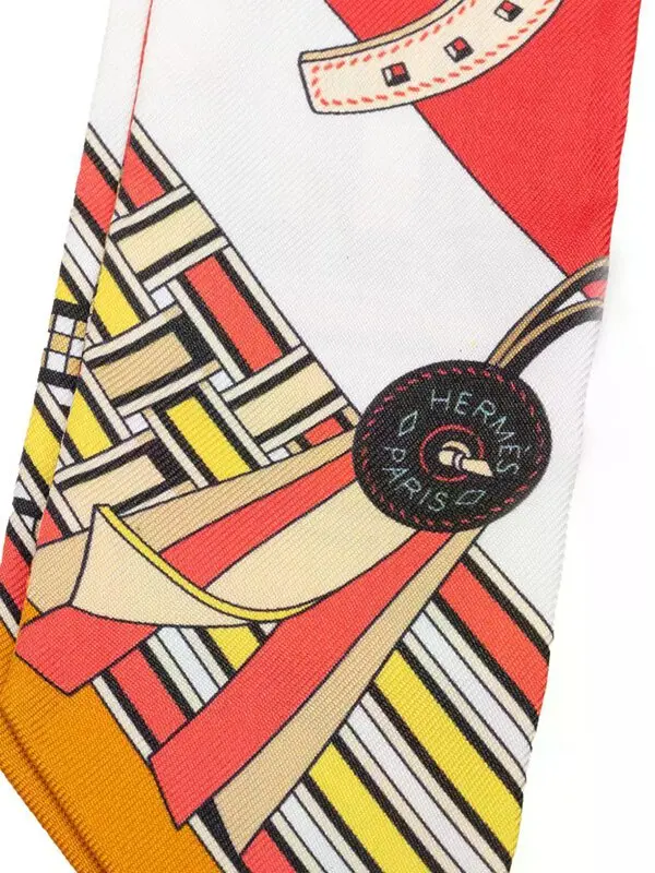 Hermès 2014-2026 Brides Et Gris-gris Silk Twilly Scarf Scarves - Red