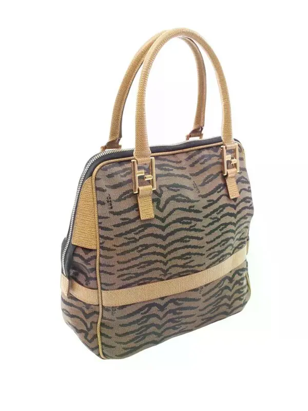 Fendi 20th Century Zebra Print Canvas Satchel