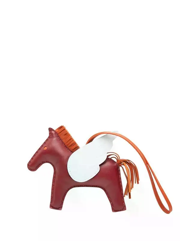 Hermès 2021 Milo Lambskin And Swift Grigri Rodeo Pegase Bag Charm Pm Key Chain - Red