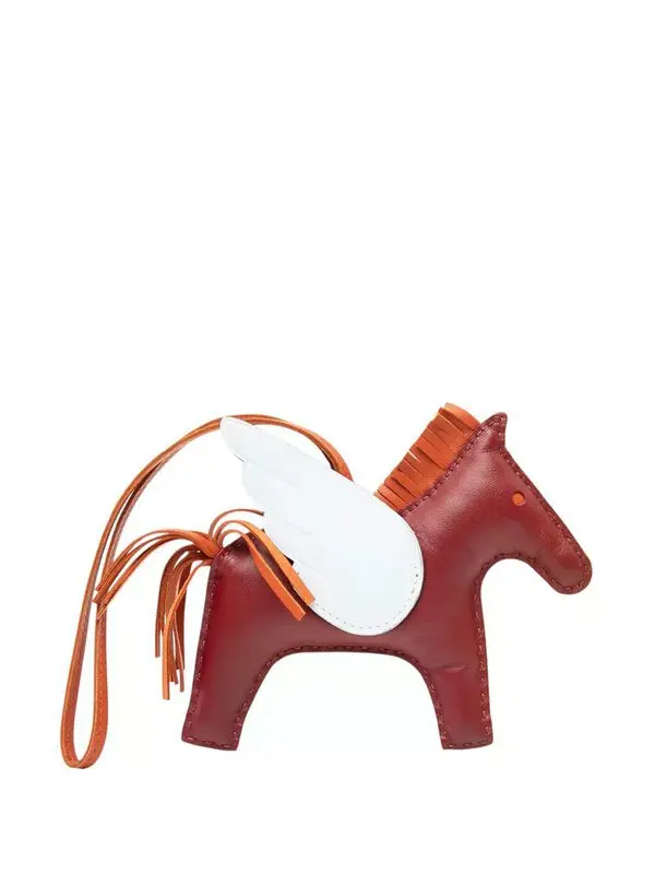 Hermès 2021 Milo Lambskin And Swift Grigri Rodeo Pegase Bag Charm Pm Key Chain - Red