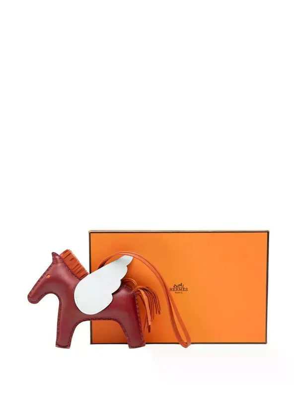 Hermès 2021 Milo Lambskin And Swift Grigri Rodeo Pegase Bag Charm Pm Key Chain - Red