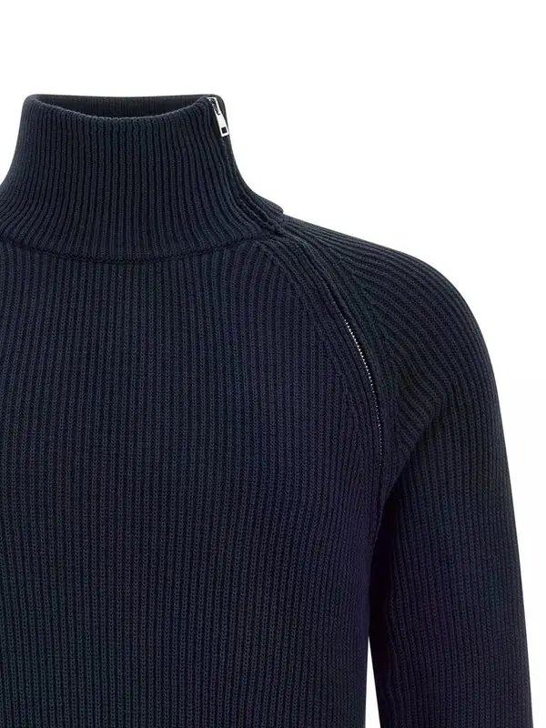 RIVIERA Ribbed Zip Sweater - Blue