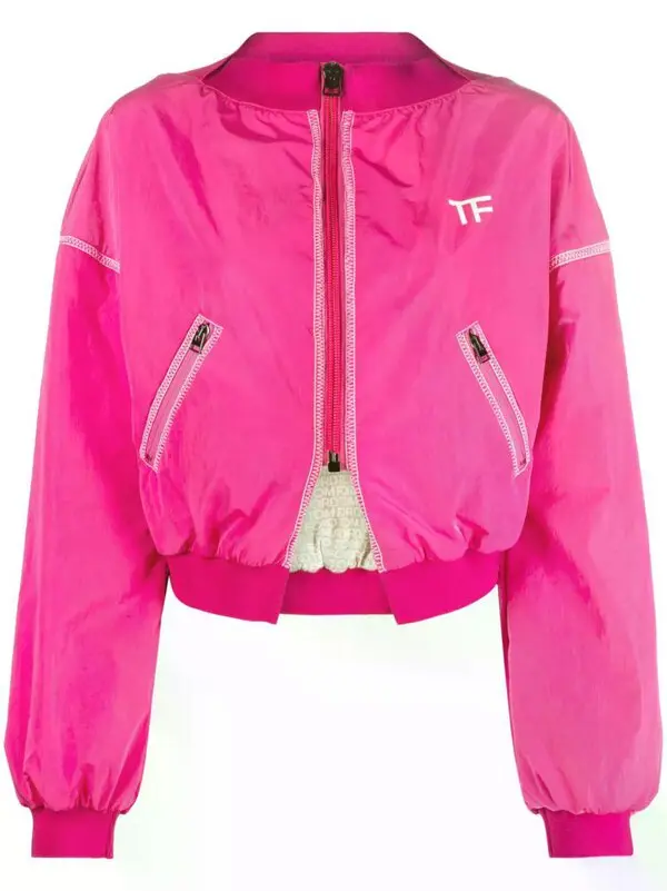 TOM FORD Logo-print Cropped Bomber Jacket - Pink