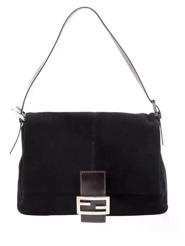 Fendi 2000-2010 Suede Mamma Forever Shoulder Bag - Black