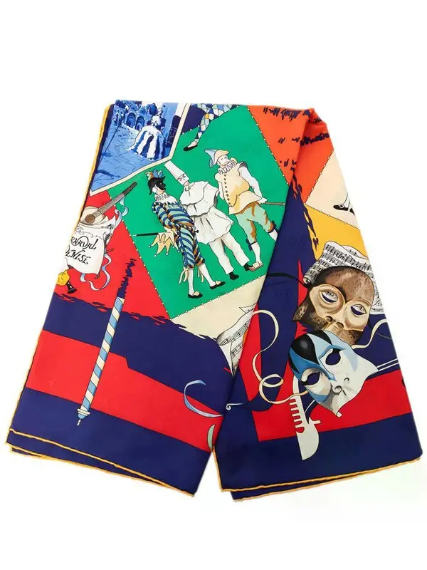 Hermès 1980-2010 Le Carnaval De Venise Silk Scarf 90 Scarves - Blue