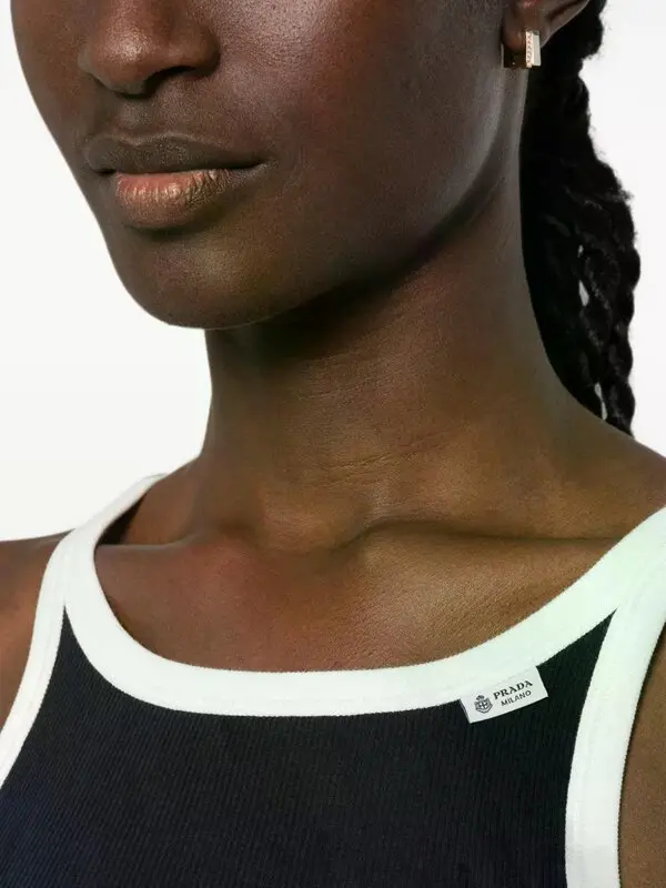 Prada Ribbed-knit Logo-patch Vest Top
