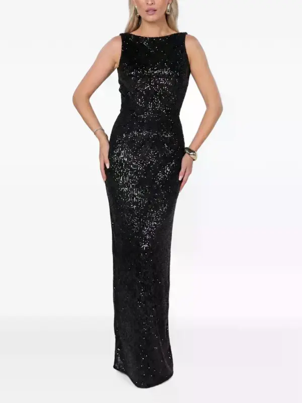 ROSERRY Kylie Sequin-embellished Sleeveless Maxi Dress - Black