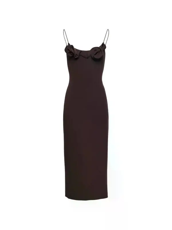 Magda Butrym Floral-applique Spaghetti-strap Maxi Dress - Brown