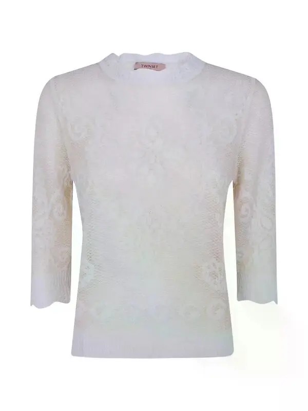 TWINSET Lace-knit Scalloped-edge Sweater - Neutrals