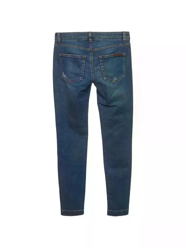 Dolce & Gabbana Skinny Jeans With Sequined Floral Appliqu