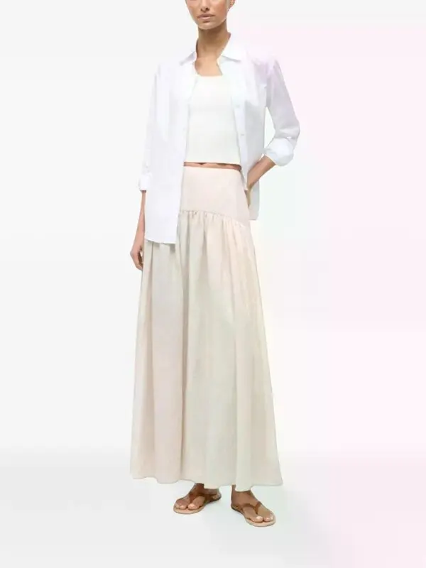 Staud Procida Gathered Linen Skirt