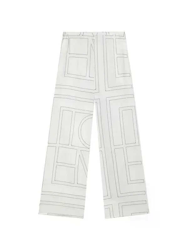 TOTEME Logo-embroidered Wide-leg Trousers - White